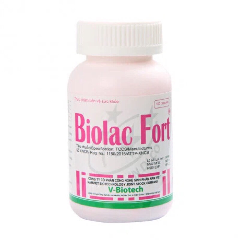 BIOLAC FORT- BIOTECH- CHAI 100 VIÊN - CÔNG TY ĐẠI DƯỢC THÀNH