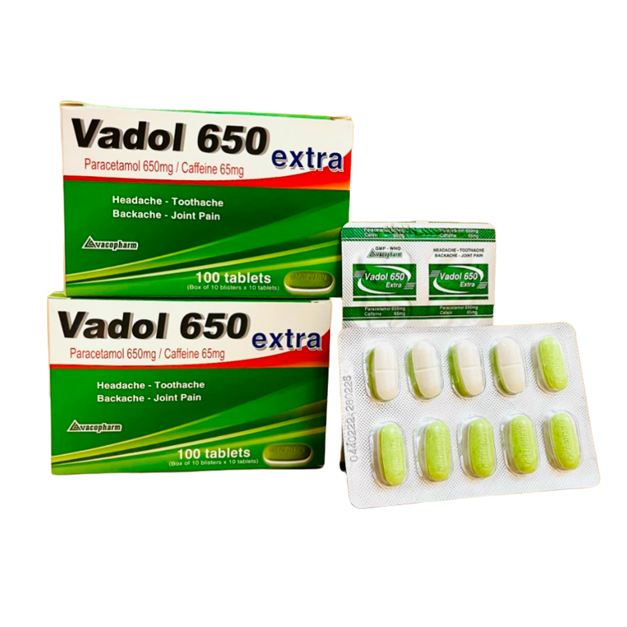 Vadol 650 Extra - Hôp 10 vỉ x 10 viên _ Long An - CÔNG TY ĐẠI DƯỢC THÀNH